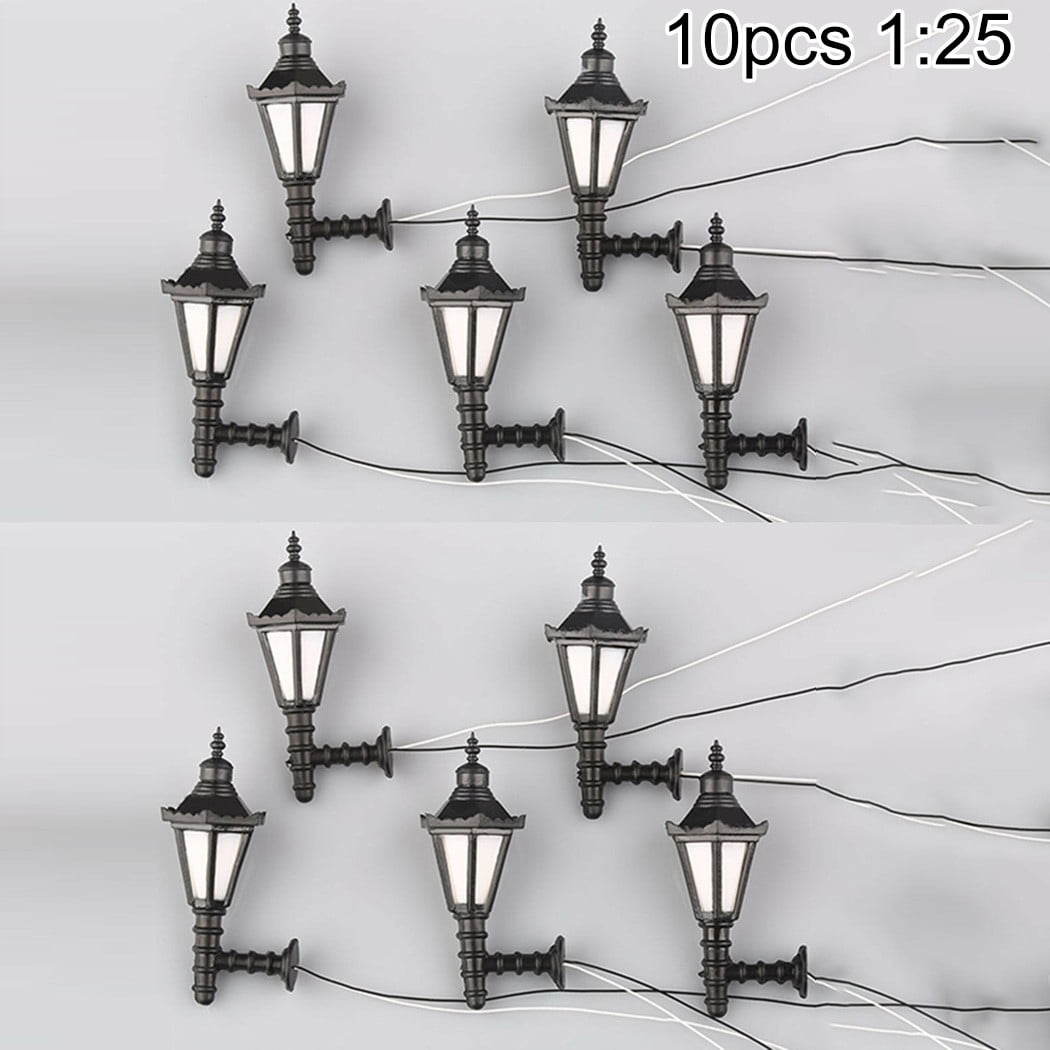 10 Pack G Scale Train Railway LED Lamppost Lights 1:25 Model Wall Lamps ...