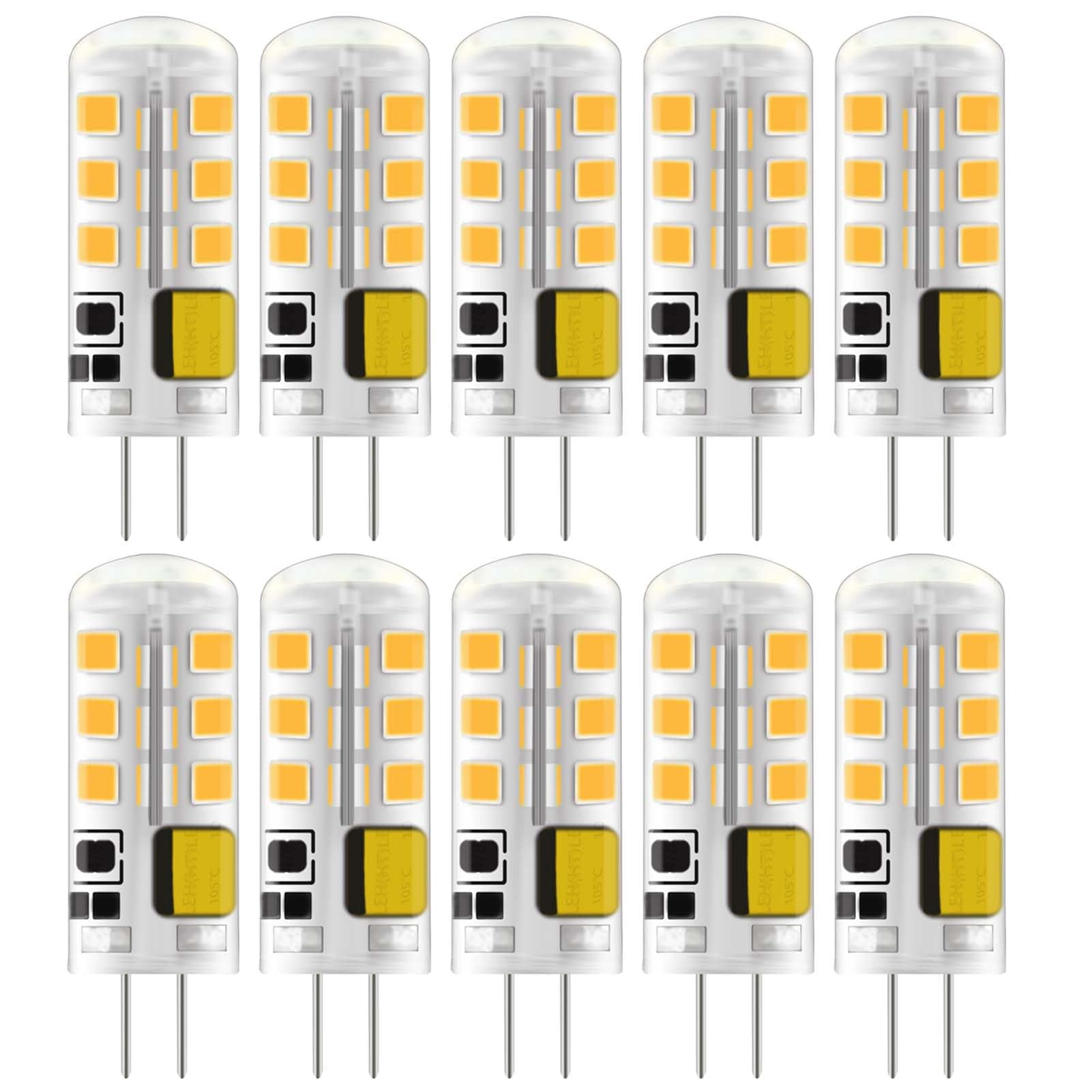 10 Pack G4 AC/DC 12V Led Bulbs 3W Equivalent 30W Halogen JC Bi-Pin Base ...
