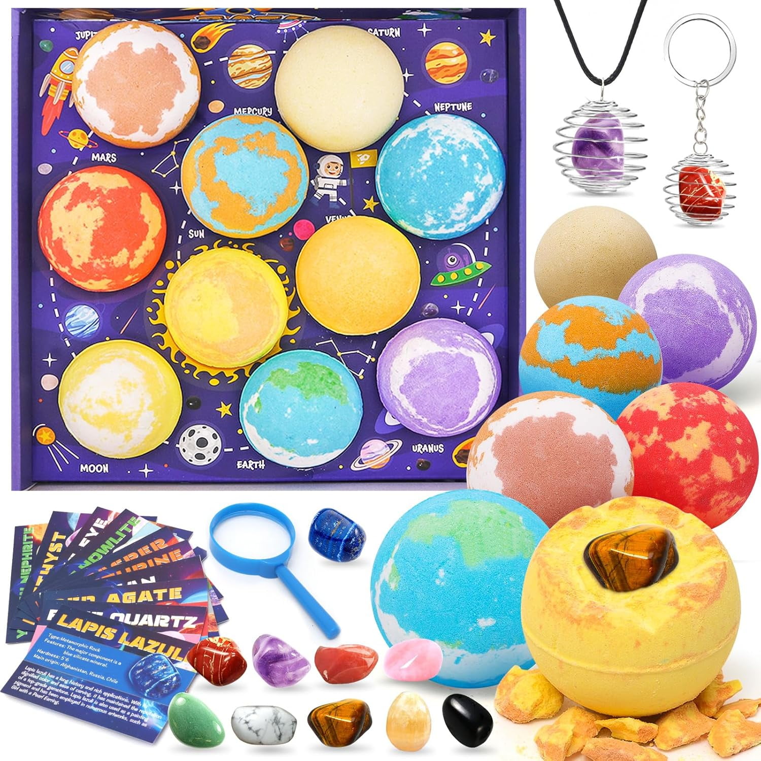 10 Pack Galaxy Bath Bombs for Kids with Surprise Toys Inside Organic ...