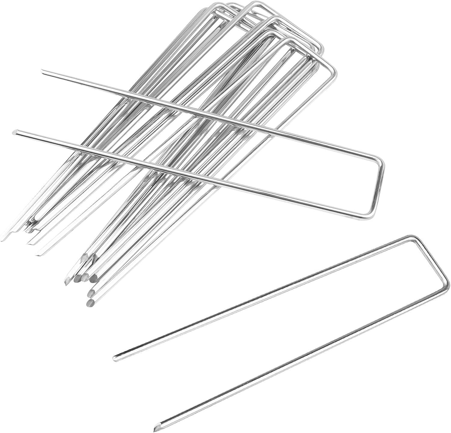 10 Pack Galvanized Landscape , 6 Inch U-Shaped Garden Stakes, Metal ...