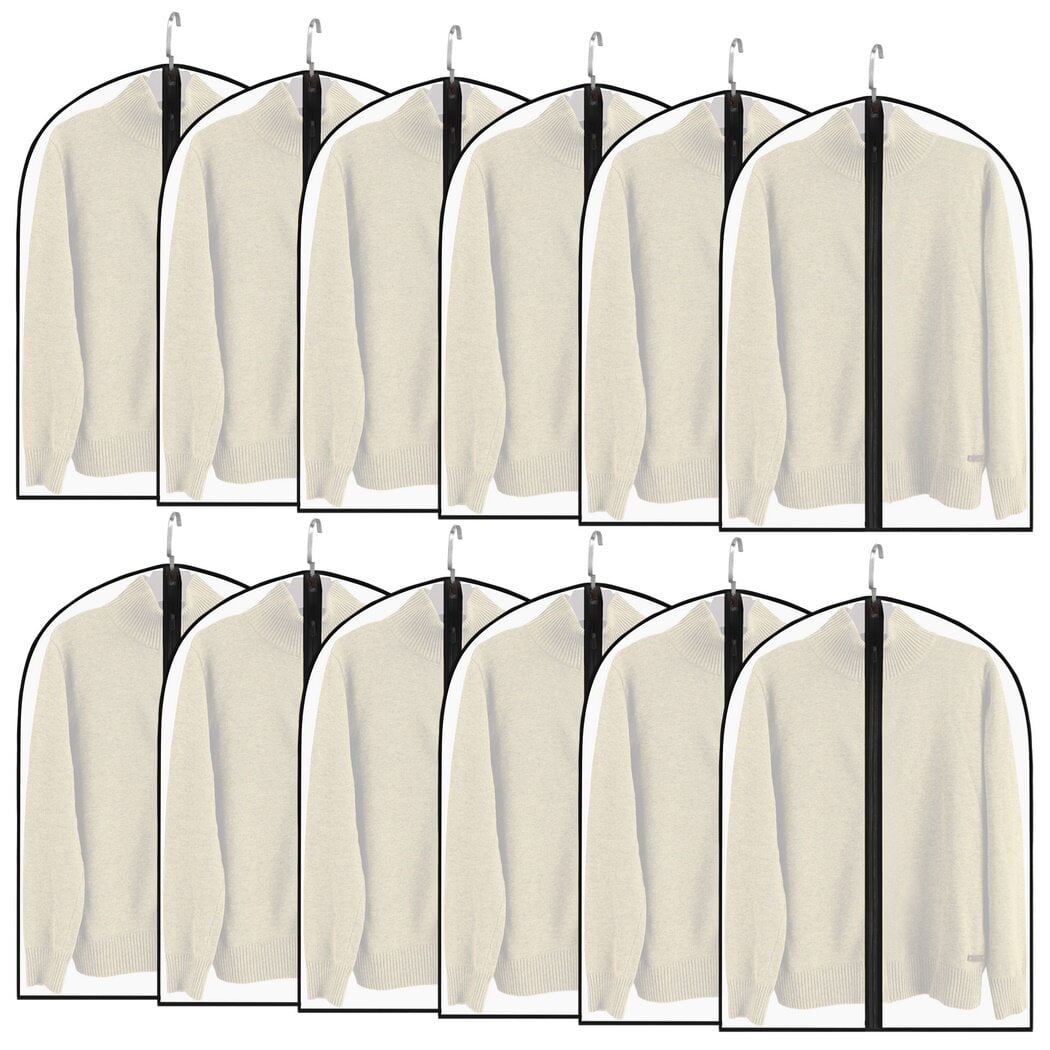 10 Pack Garment Bags, 24" x 32" Clear Zippered Protectors for Hanging ...