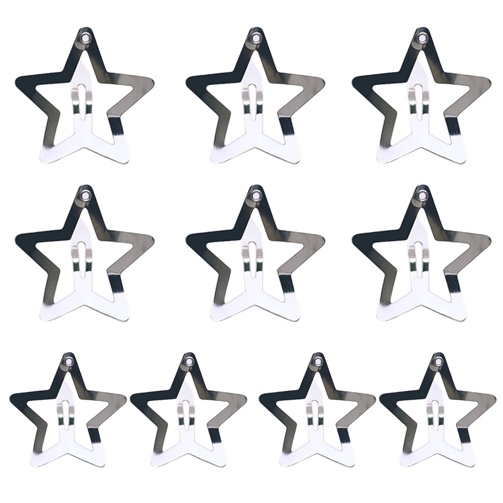 10 Pack Girls Metal Star Hair Clip Sweet Side Clip Silver Hairpin Gift ...