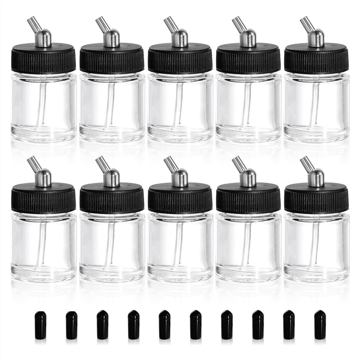 10 Pack Glass Airbrush Bottles Kit, 22Cc Empty Airbrush Jars, Clear ...