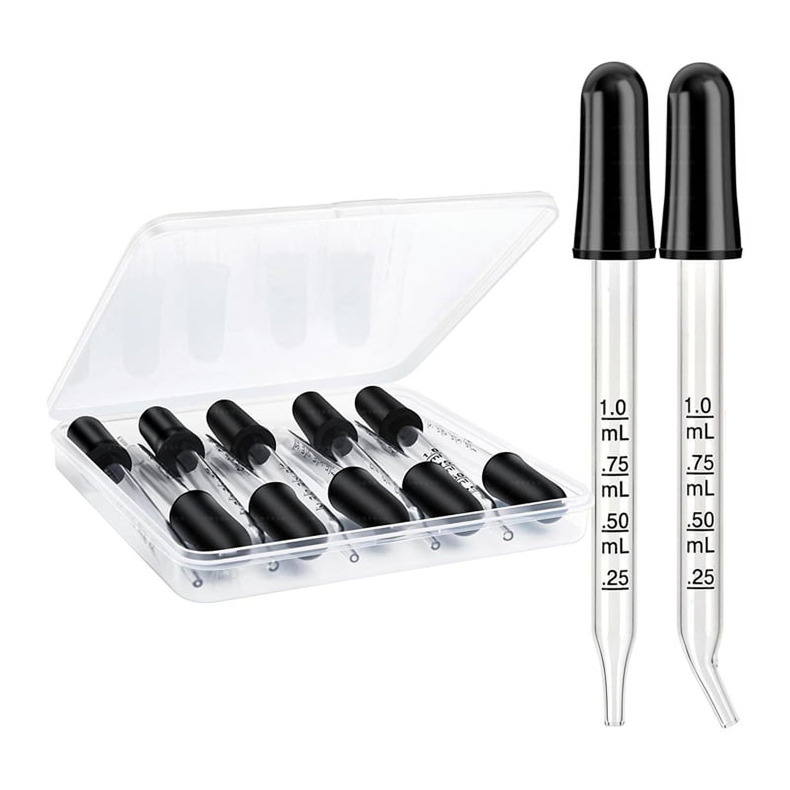 10 Pack Glass Eye Droppers - Curved and Straight Tips, 1 ML Pipette for ...