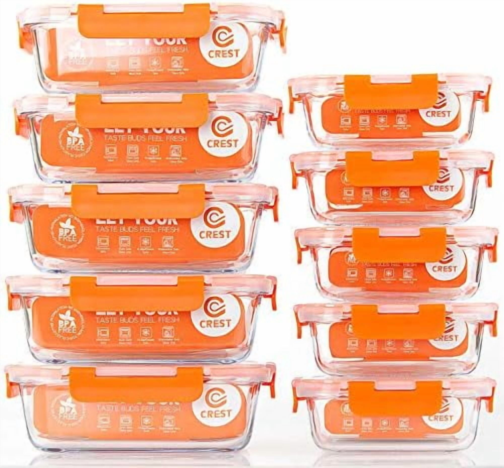 [10-Pack] Glass Food Storage Containers - Food Prep Containers with ...