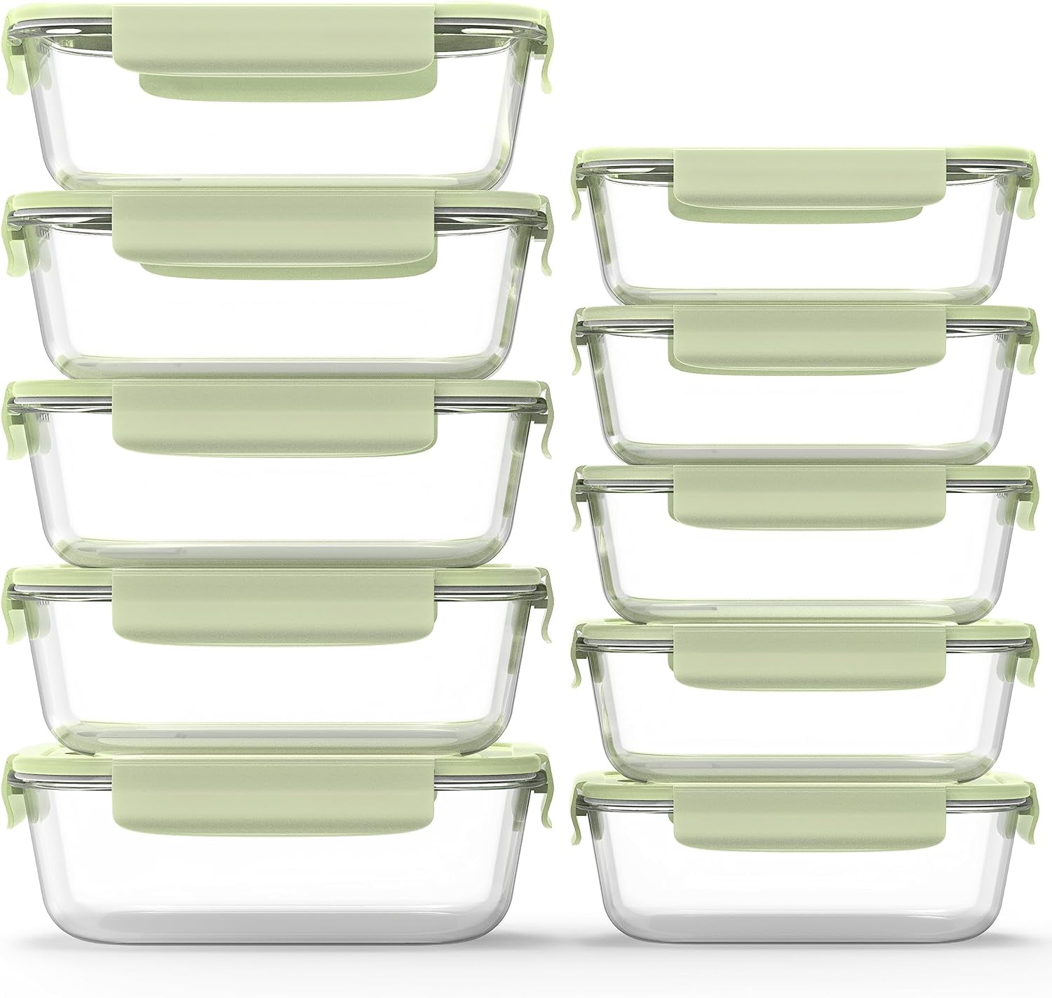 10 Pack Glass Food Storage Containers with Lids, Freezer Meal Prep ...