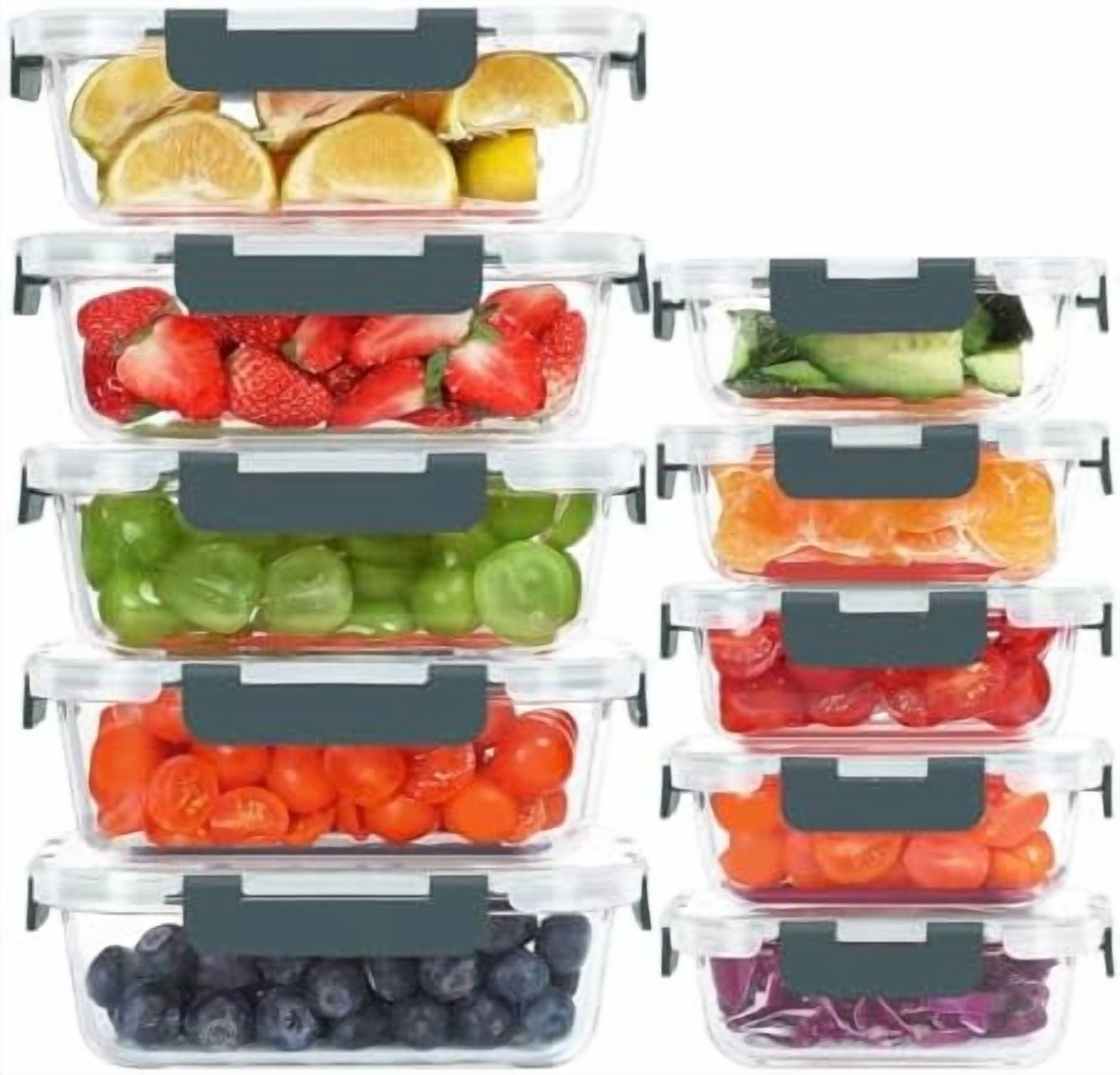 10 Pack Glass Food Storage Containers, Meal Prep Containers with Lids ...