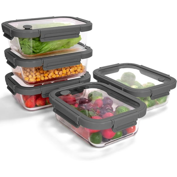 10-Pack Glass Food Storage Containers with Tempered Lids \u2013 ...