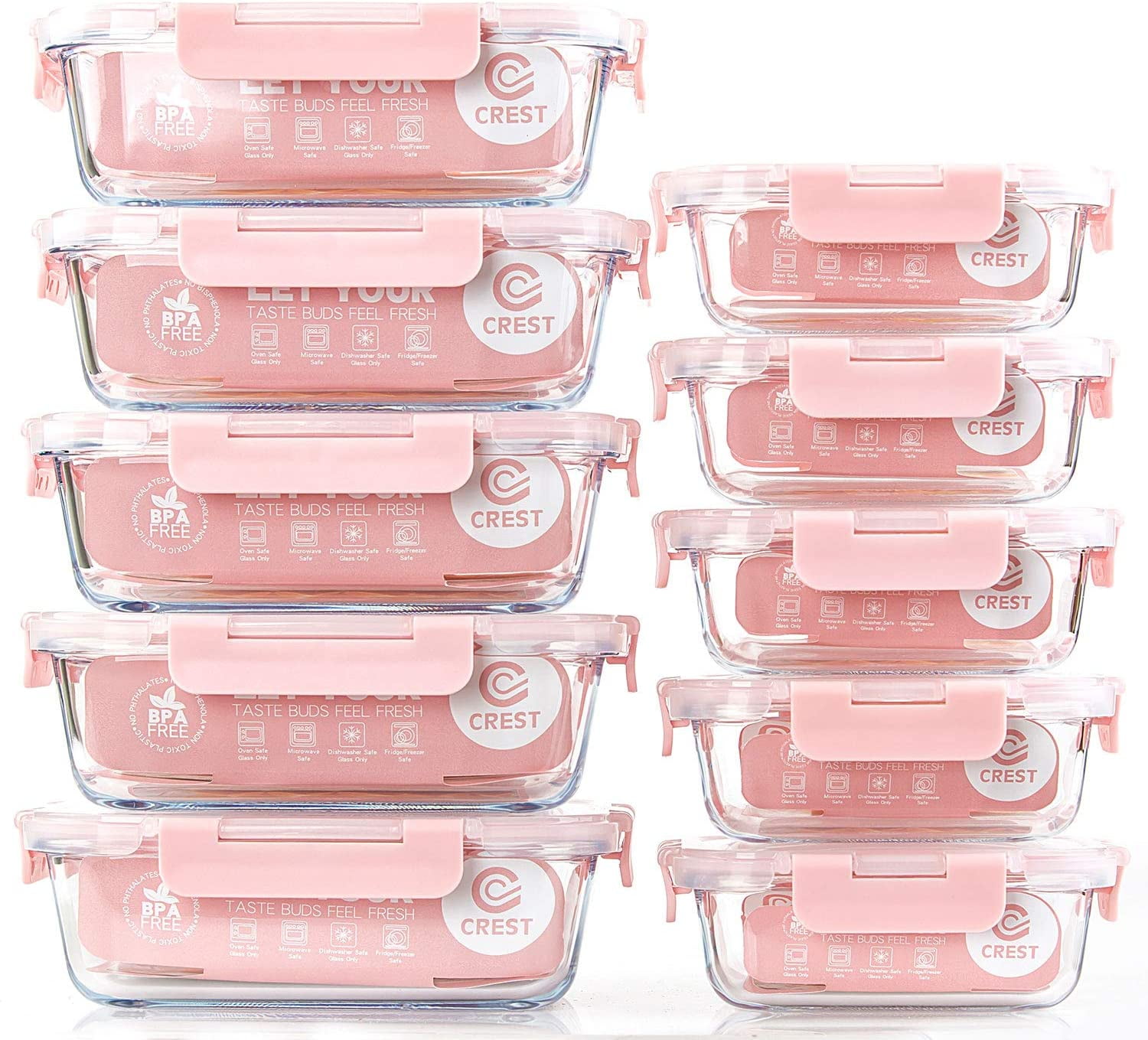 [10 Pack] Glass Meal Prep Containers, Food Stora Containers with Lids ...