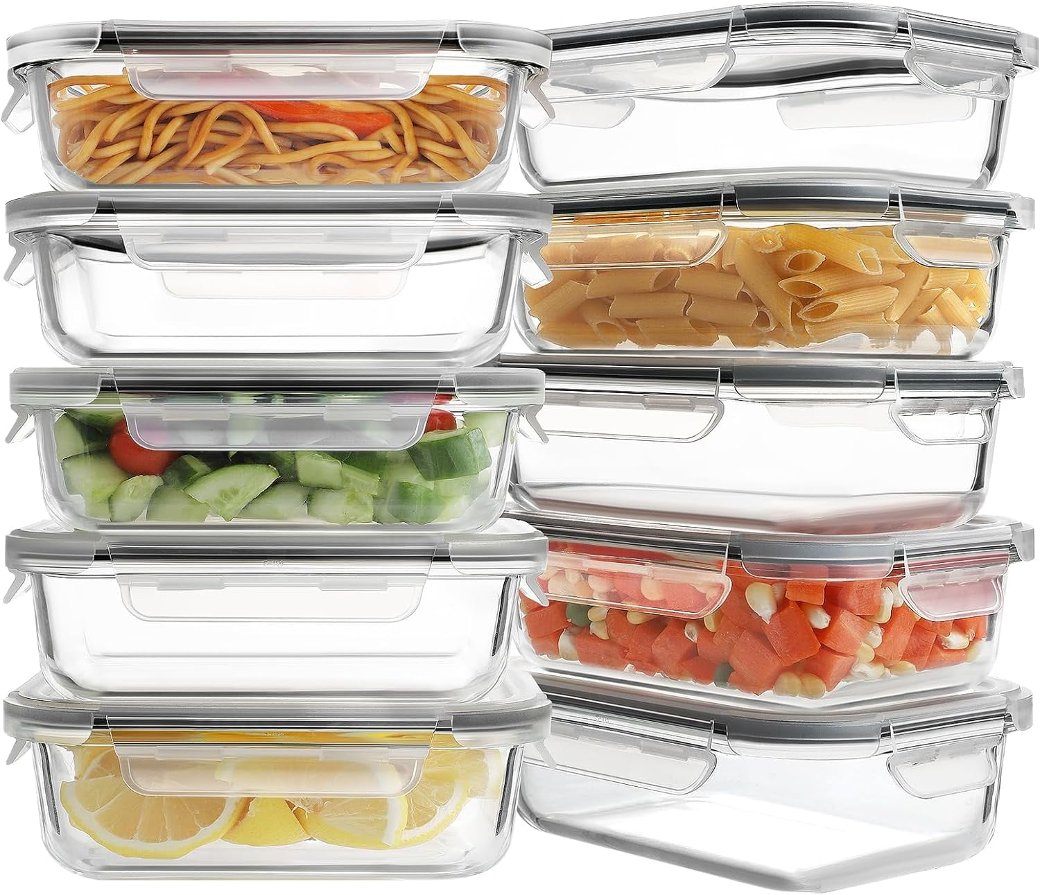 10 Pack Glass Meal Prep Containers, Food Storage Containers with Lids ...