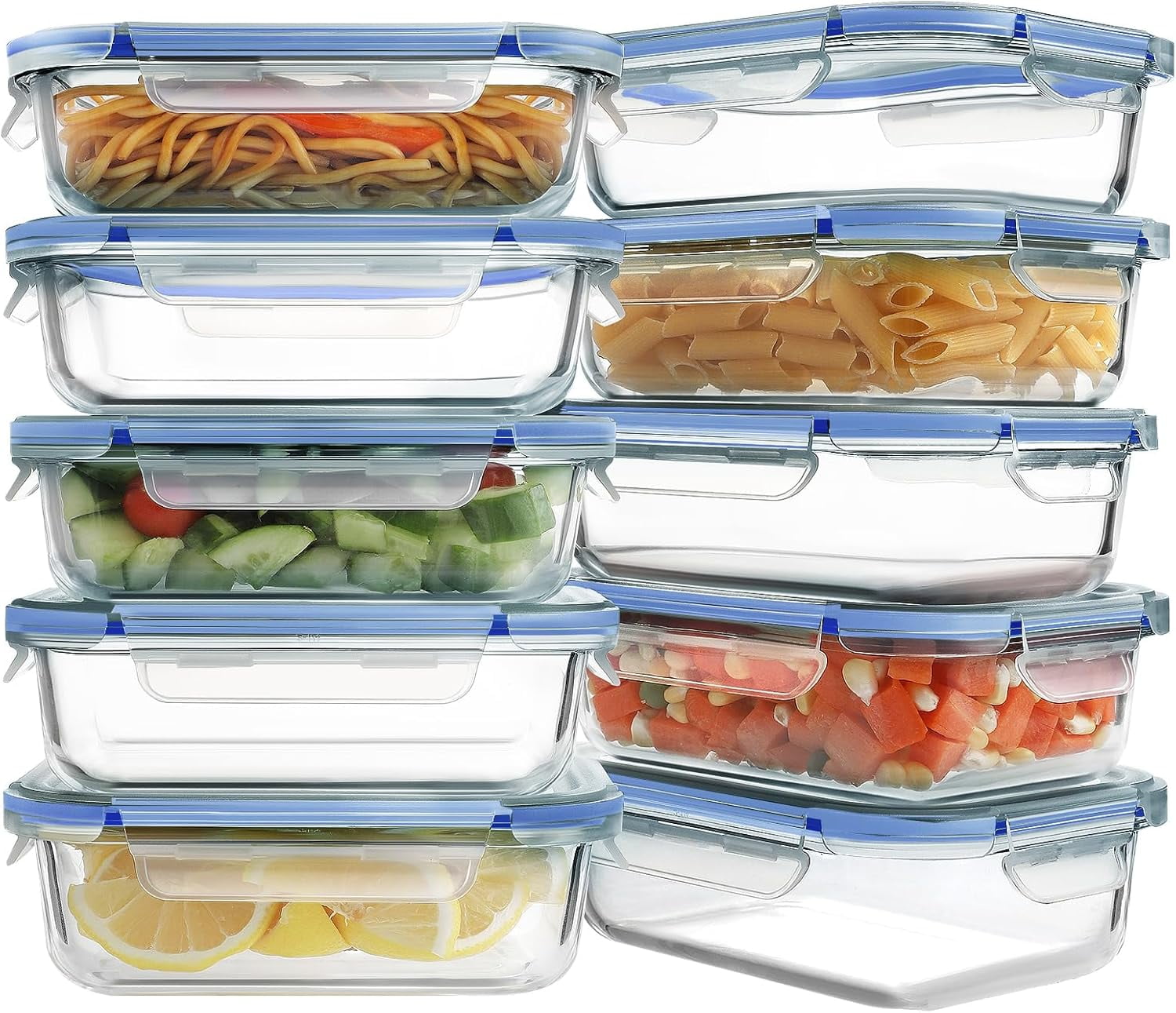 10 Pack Glass Meal Prep Containers, Glass Food Storage Containers with ...
