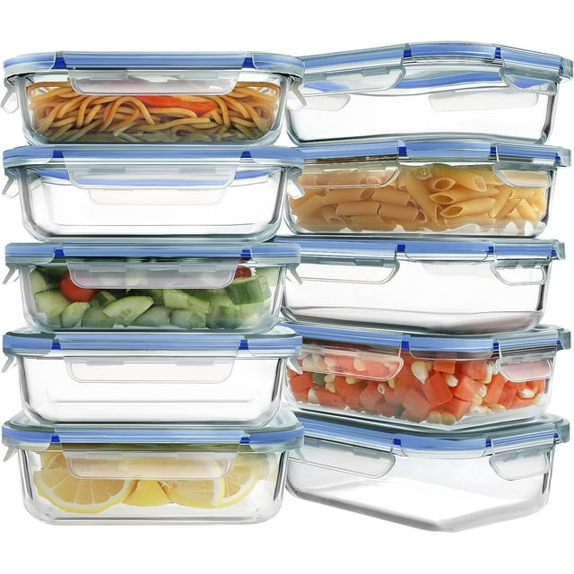 10 Pack Glass Meal Prep Containers, Glass Food Storage Containers with ...