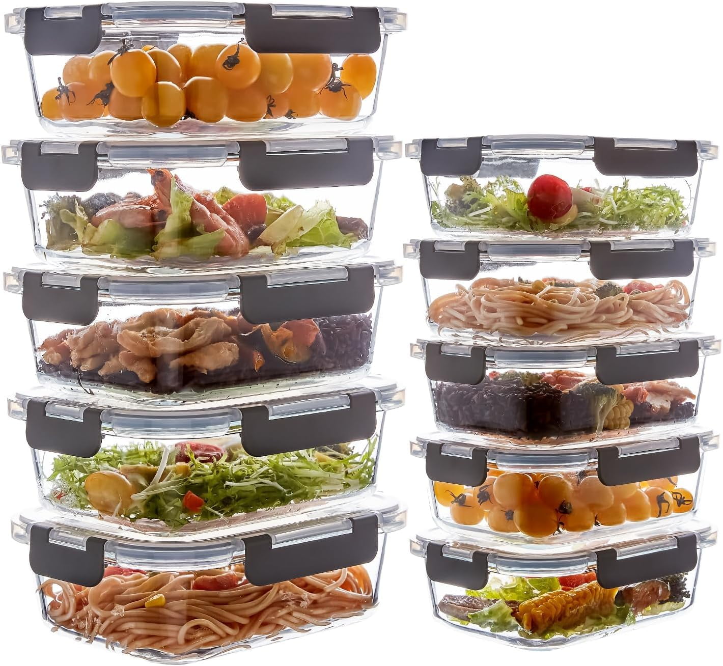 10 Pack Glass Meal Prep Containers, Glass Food Storage Containers with ...