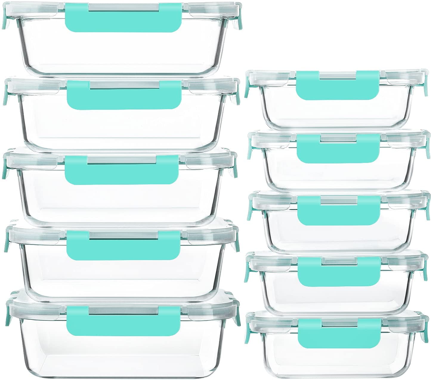 [10-Pack]Glass Meal Prep Containers with Lids, Glass Food Storage Containers with Snap Locking ...
