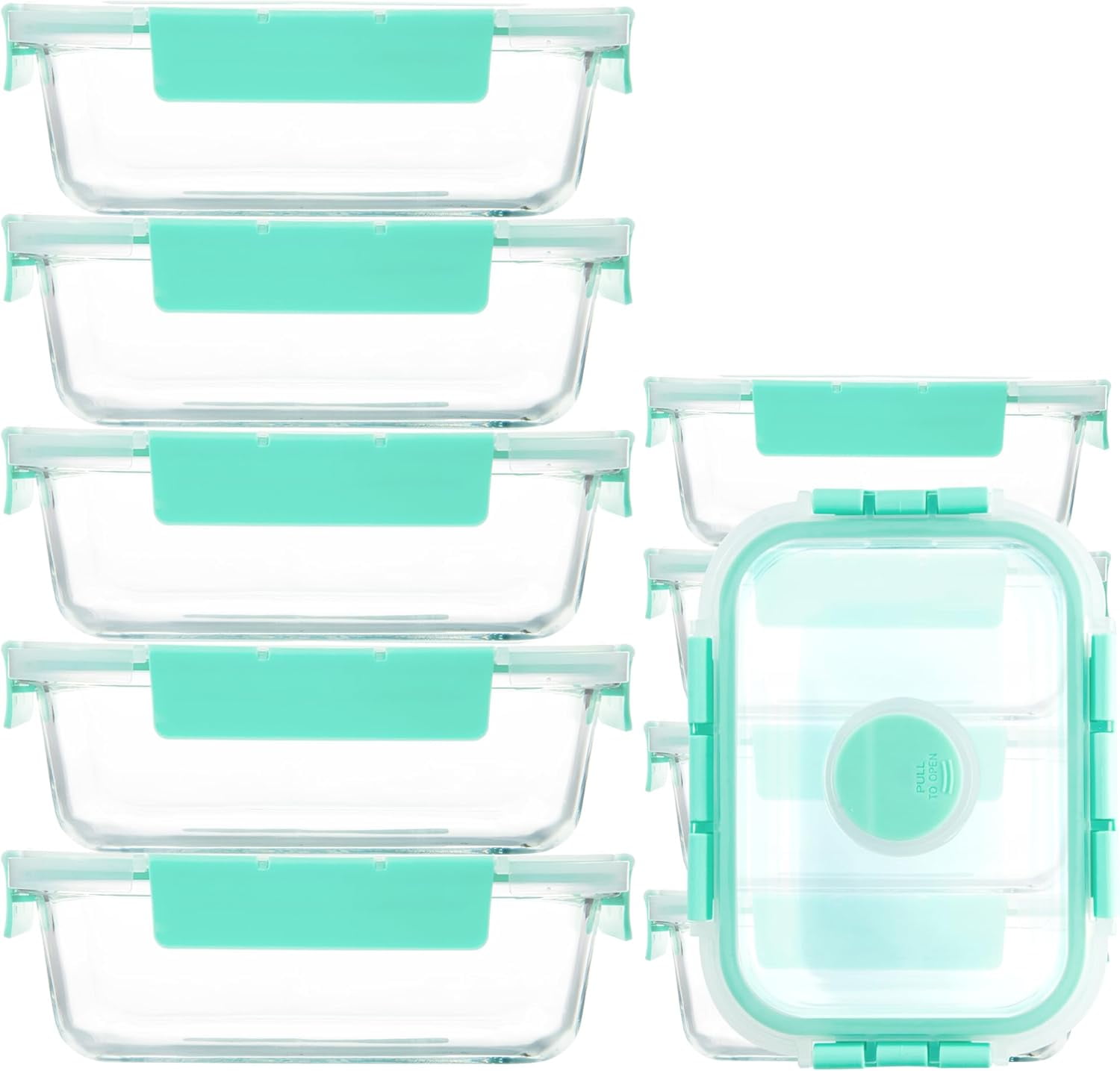 10 Pack Glass Meal Prep Containers with Steam Vent, Food Storage ...