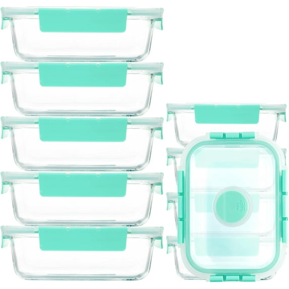 10 Pack Glass Meal Prep Containers with Steam Vent, Food Storage ...