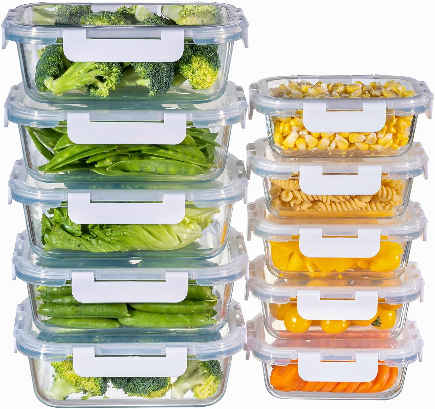 10-Pack Glass Storage Containers with Lids, Glass Meal Prep Containers ...