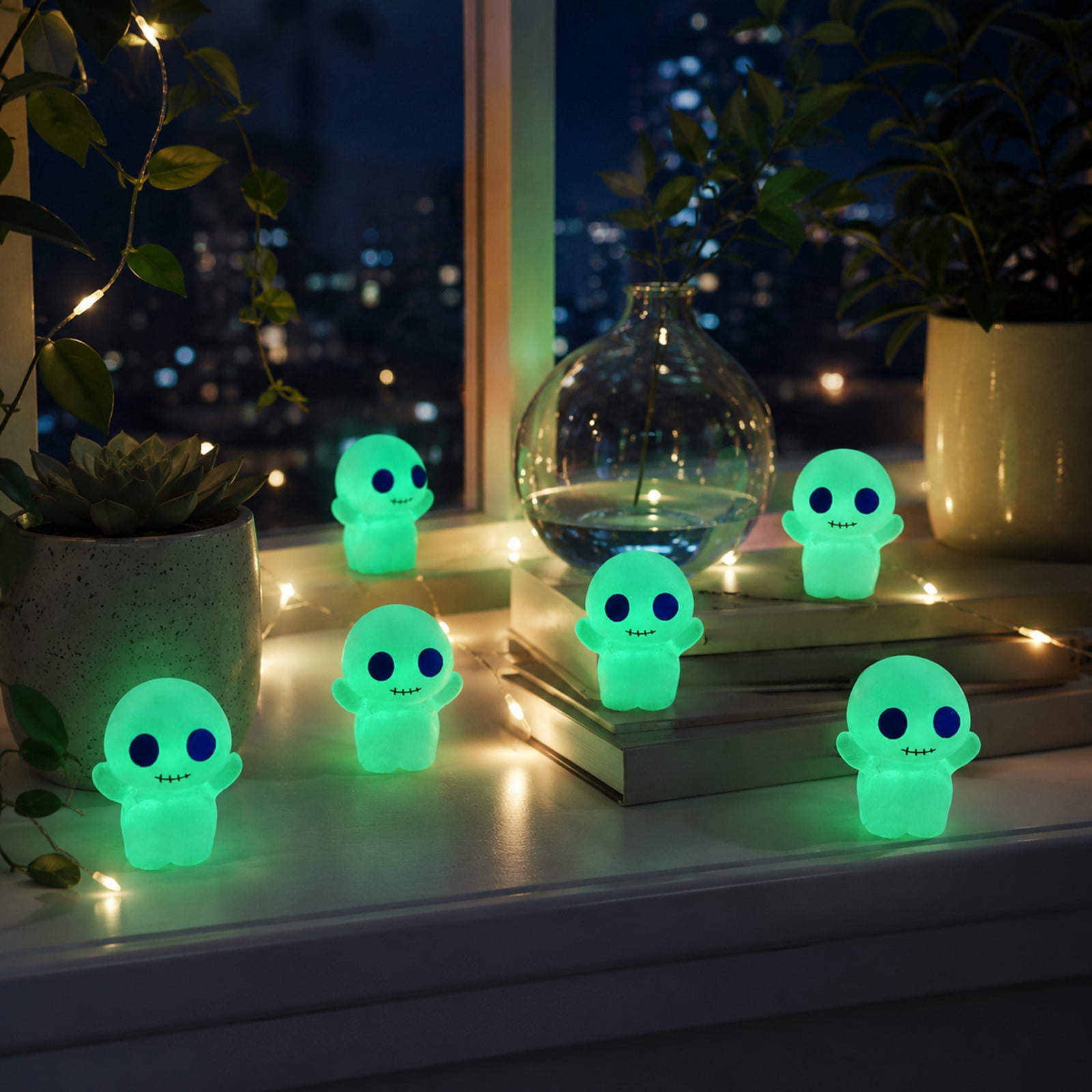 10 Pack Glow in the Dark Halloween Ghost Ornaments, Mini Resin ...