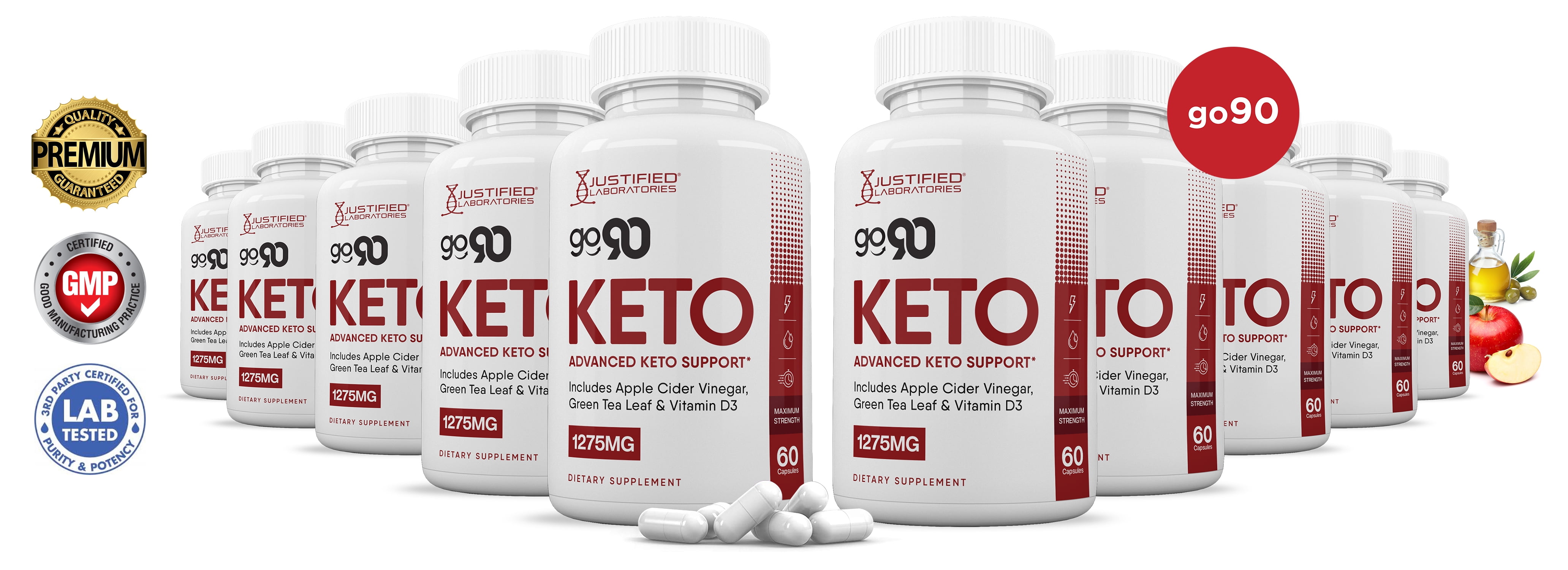 (10 Pack) Go 90 Keto ACV Pills 1275mg Dietary Supplement 600 Capsules ...
