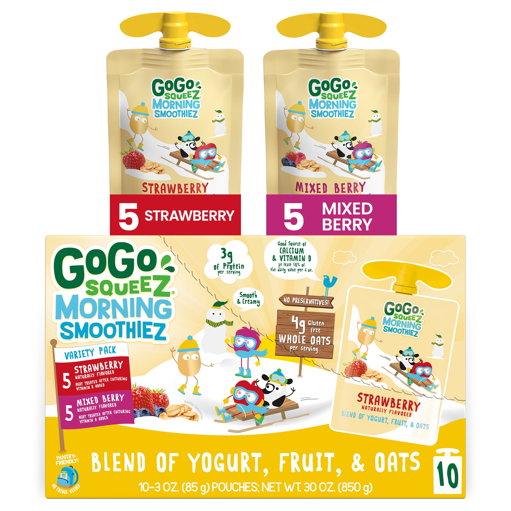 (10 Pack) GoGo squeeZ Morning SmoothieZ Variety Pack Smoothie Pouches ...