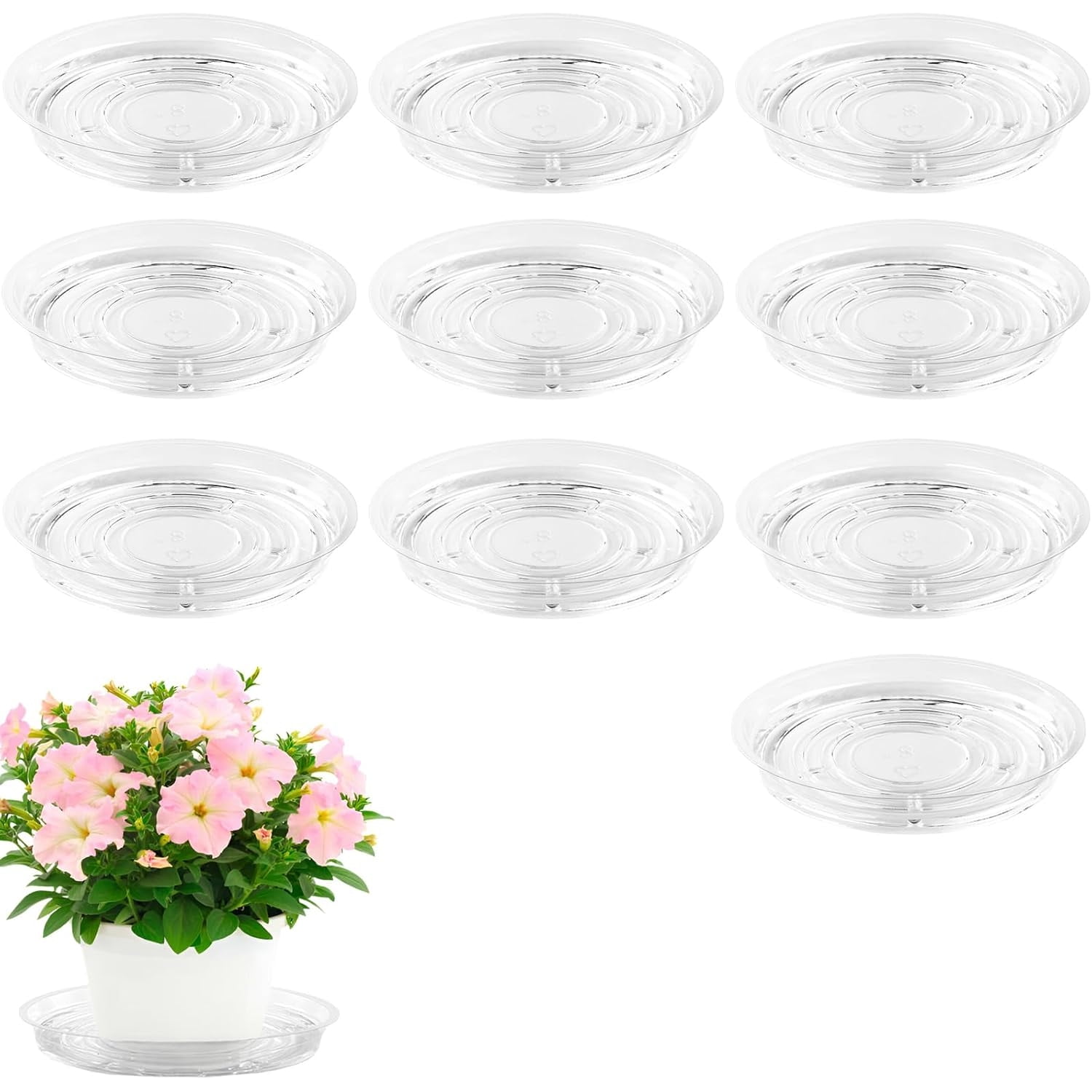 10 Pack GoXteam Clear Plastic Plant Saucer 12 Inch Drip Trays Small ...