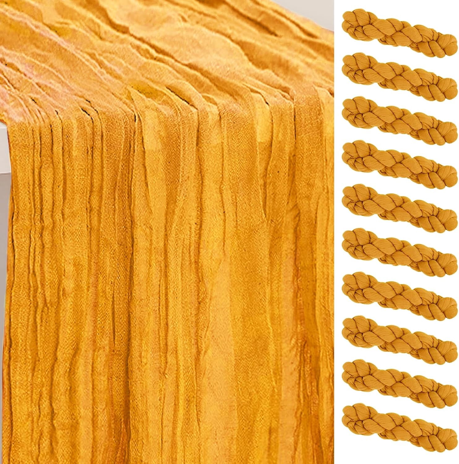 10 Pack Gold Cheesecloth Table Runner 35x120 Inch 10Ft Rustic Gauze ...