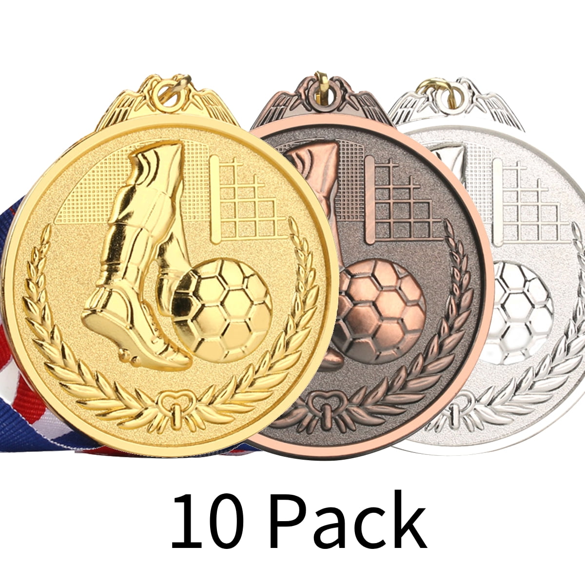 10-Pack Gold Silver Bronze Award Medals for Kids and Adult Sports ...