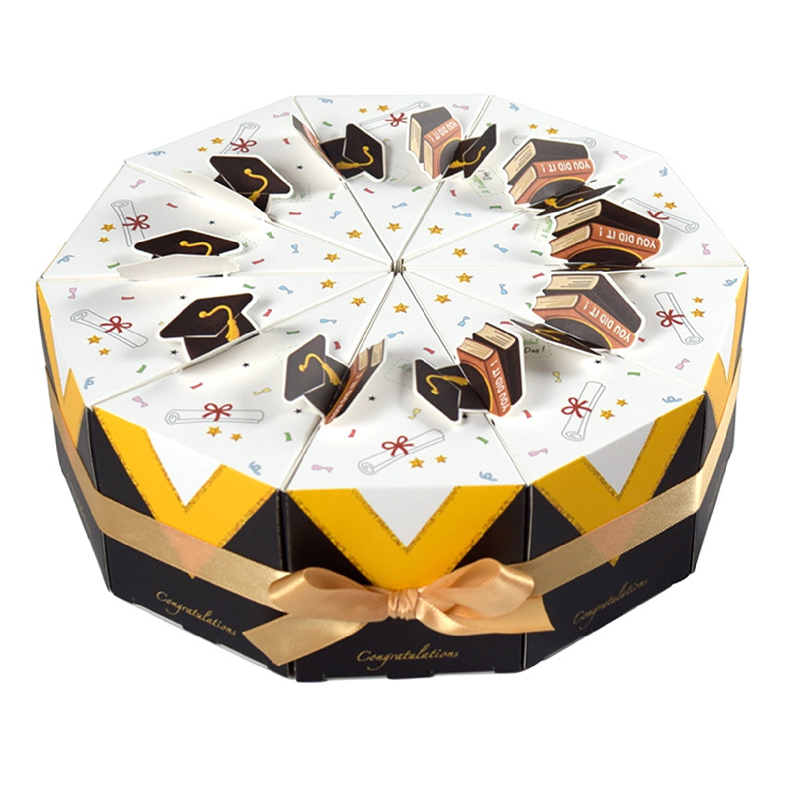 10 Pack Graduation Cake Boxes With Gold Ribbon For Party Supplies And ...