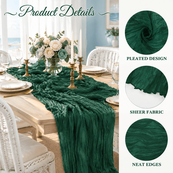 10 Pack Green Cheesecloth Table Runner 17x108 Inch Boho Gauze Cheese ...