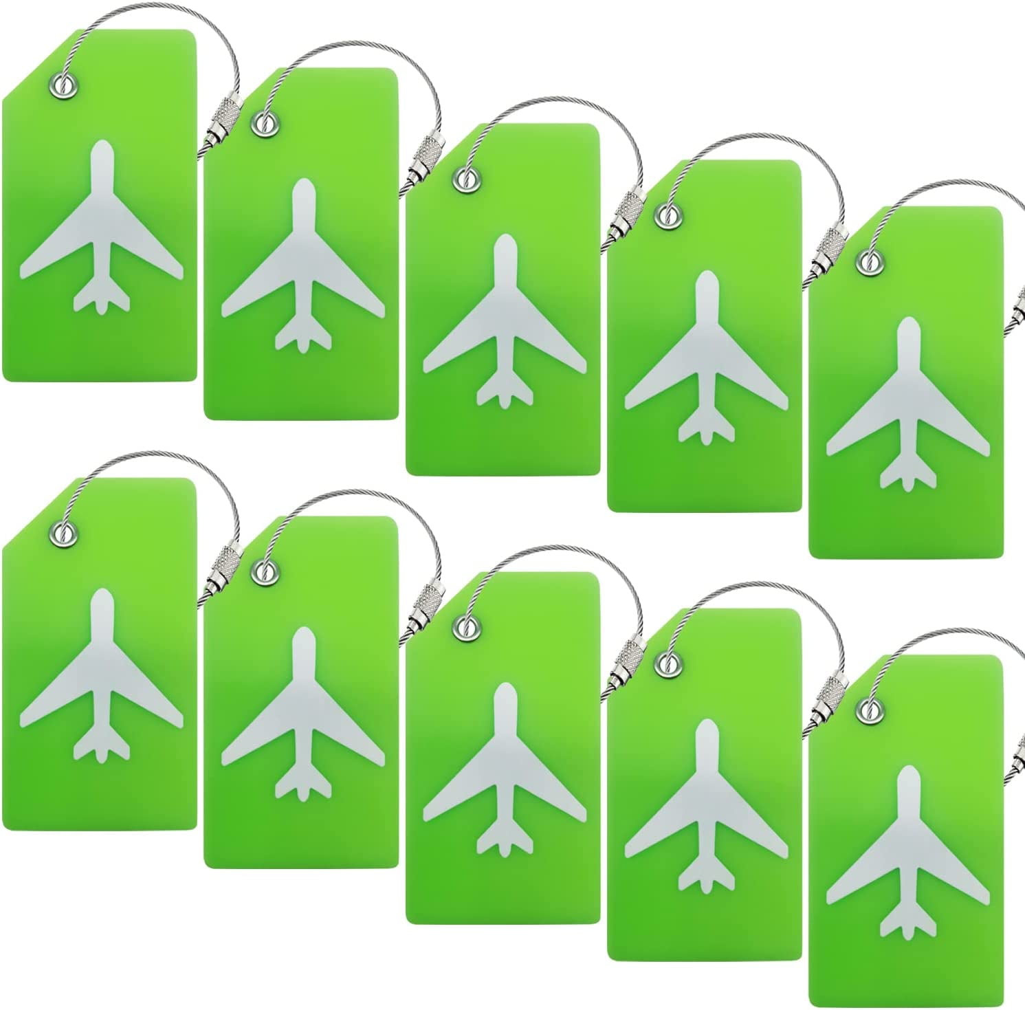 10 Pack Green Silicone Luggage Tags for Suitcases TSA Approved Bag ...