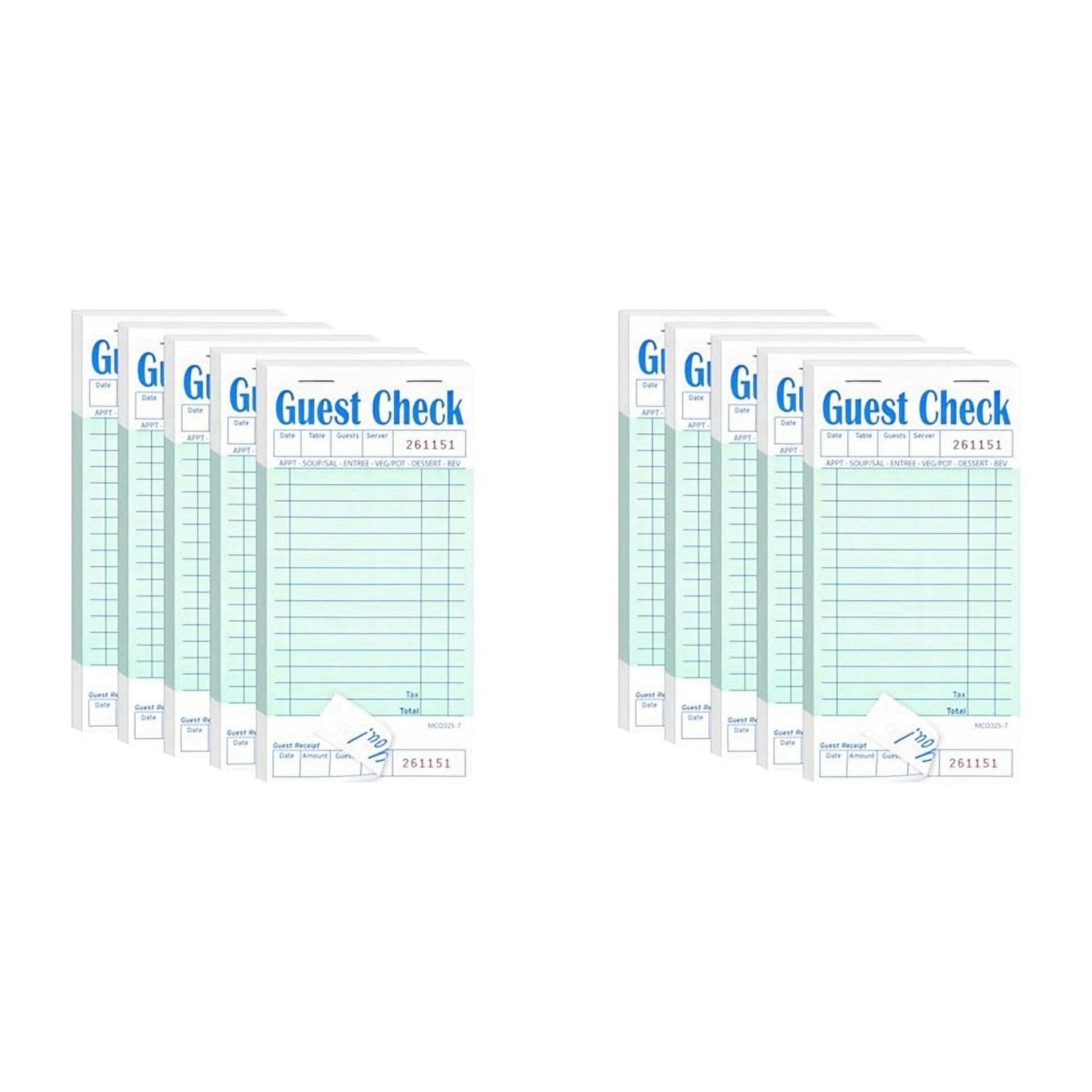 10 Pack Guest Check Books, Server Note Pads for Restaurant, Green ...