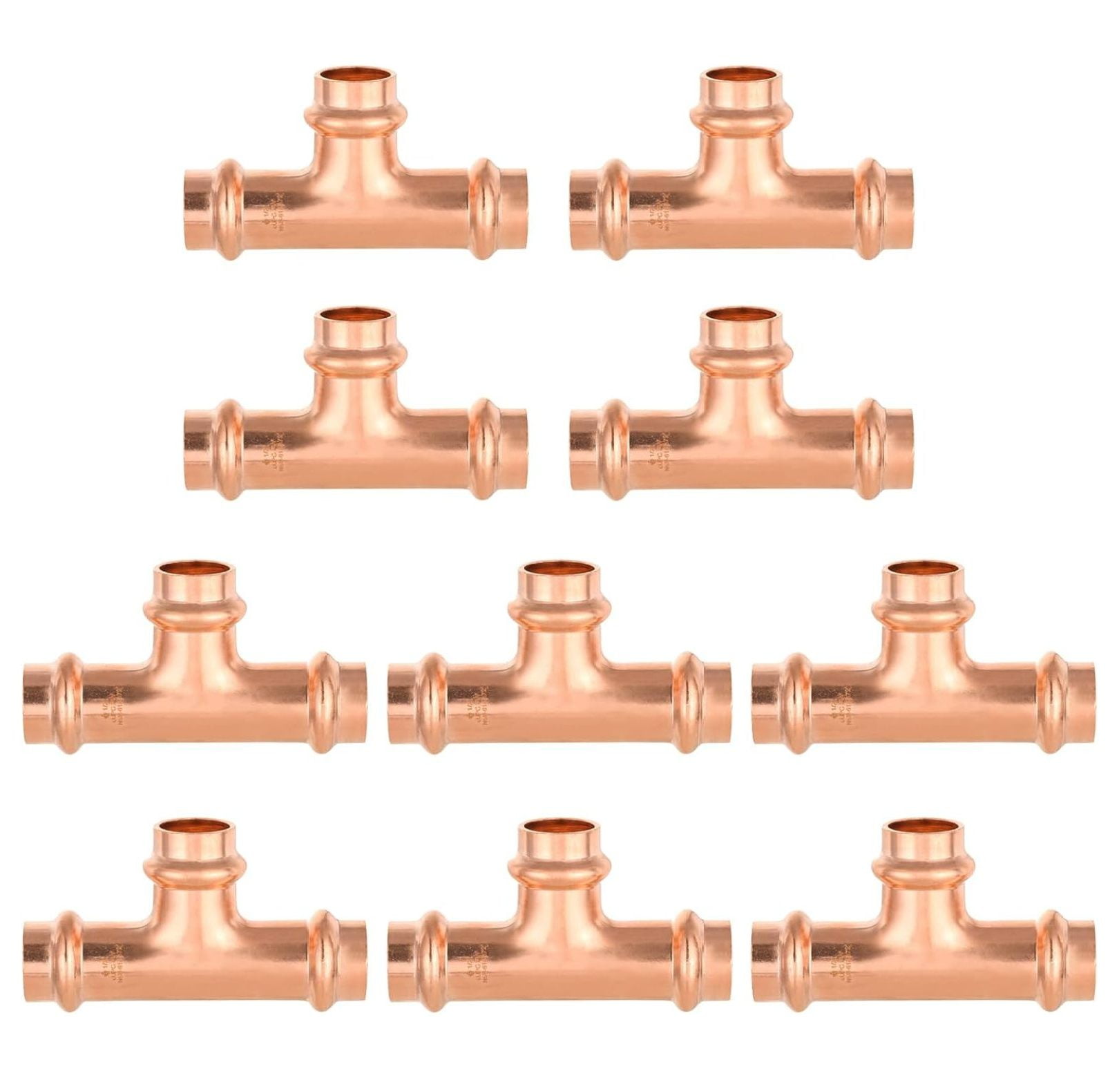 10-Pack HMTtie Copper Press Tee,1/2" x 1/2"x 1/2" Tee Fittings for Copper Tube Connection with ...