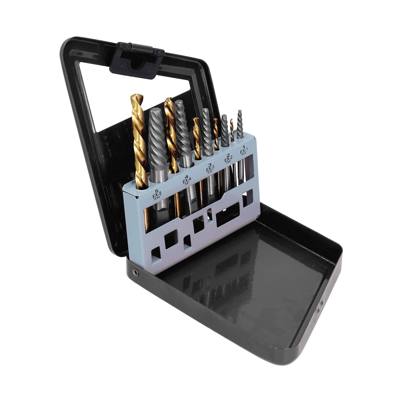 10-Pack HSS Screw Extractor Drill Bits, 4241 Left Hand Damaged Bolt and ...