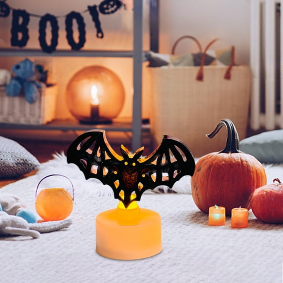 10 Pack Halloween Flameless Candles Bats Battery Operated Tealights Set ...