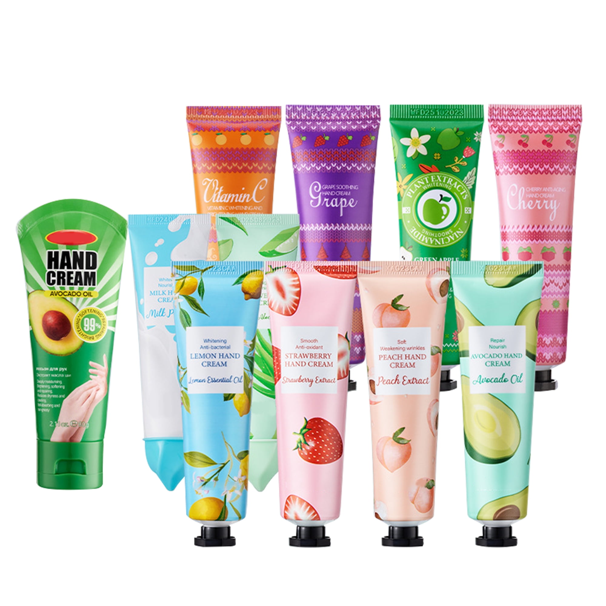 10 Pack Hand Cream for Dry, Cracked Hands – Natural Plant Fragrance, Mini Hand Lotion for ...
