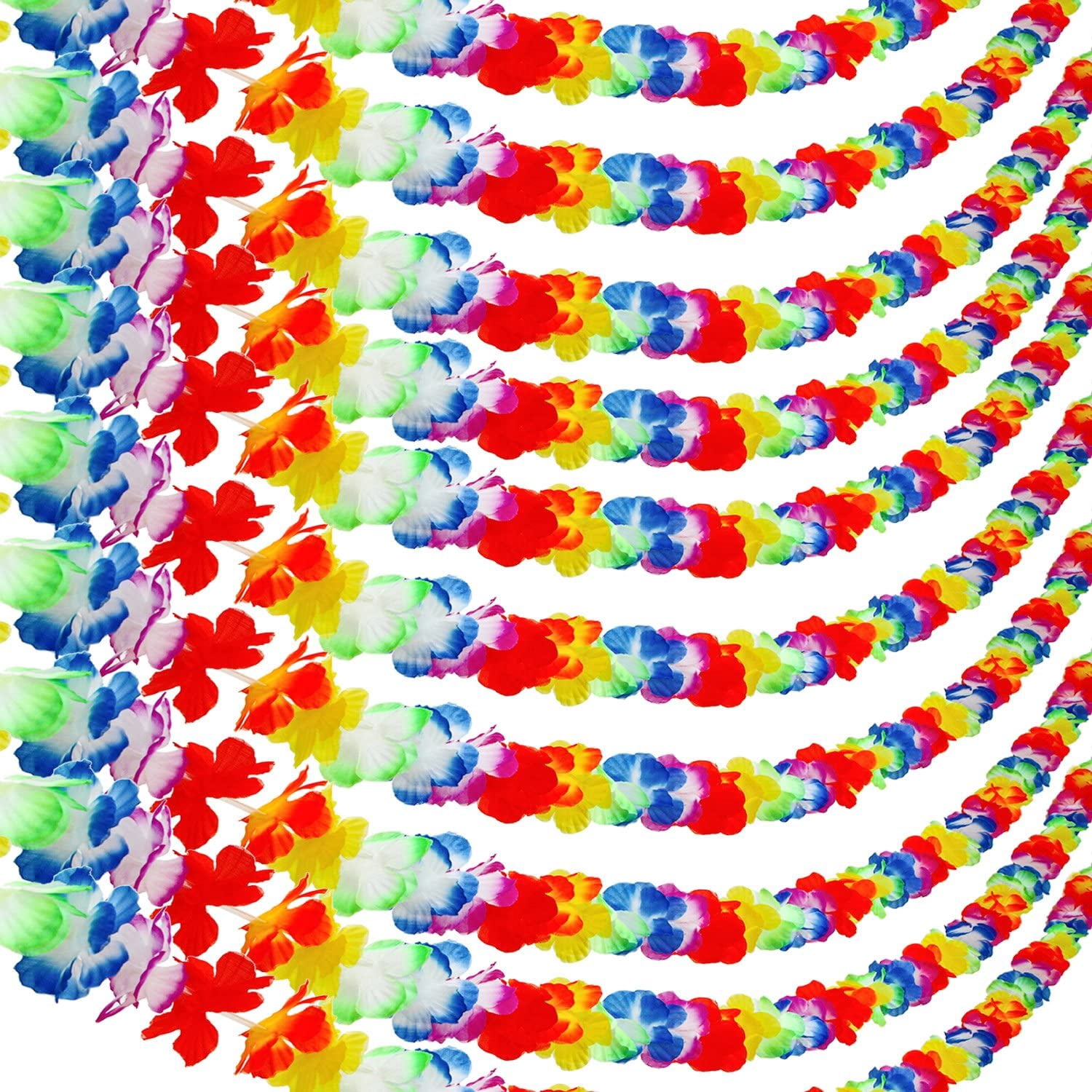 10 Pack Hawaiian Tropical Jumbo Multicolored Luau Hibiscus Flower Lei ...