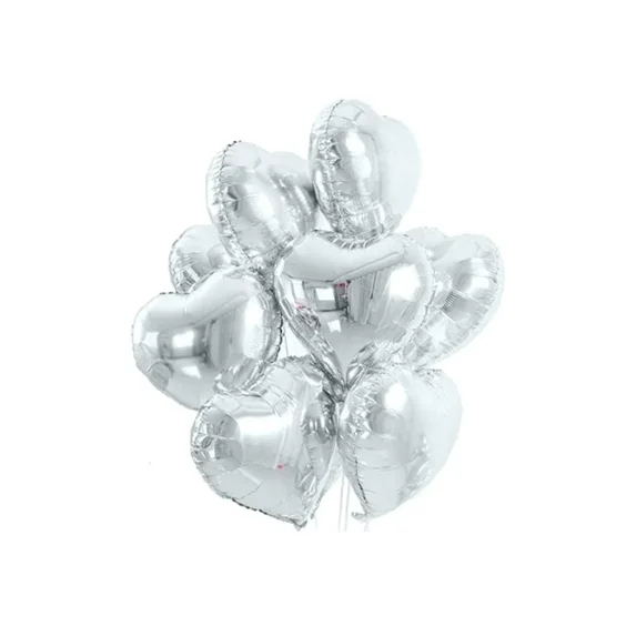 [10 Pack] Heart Shape Foil Balloons, 18" Mylaralloons Aluminum Foil ...