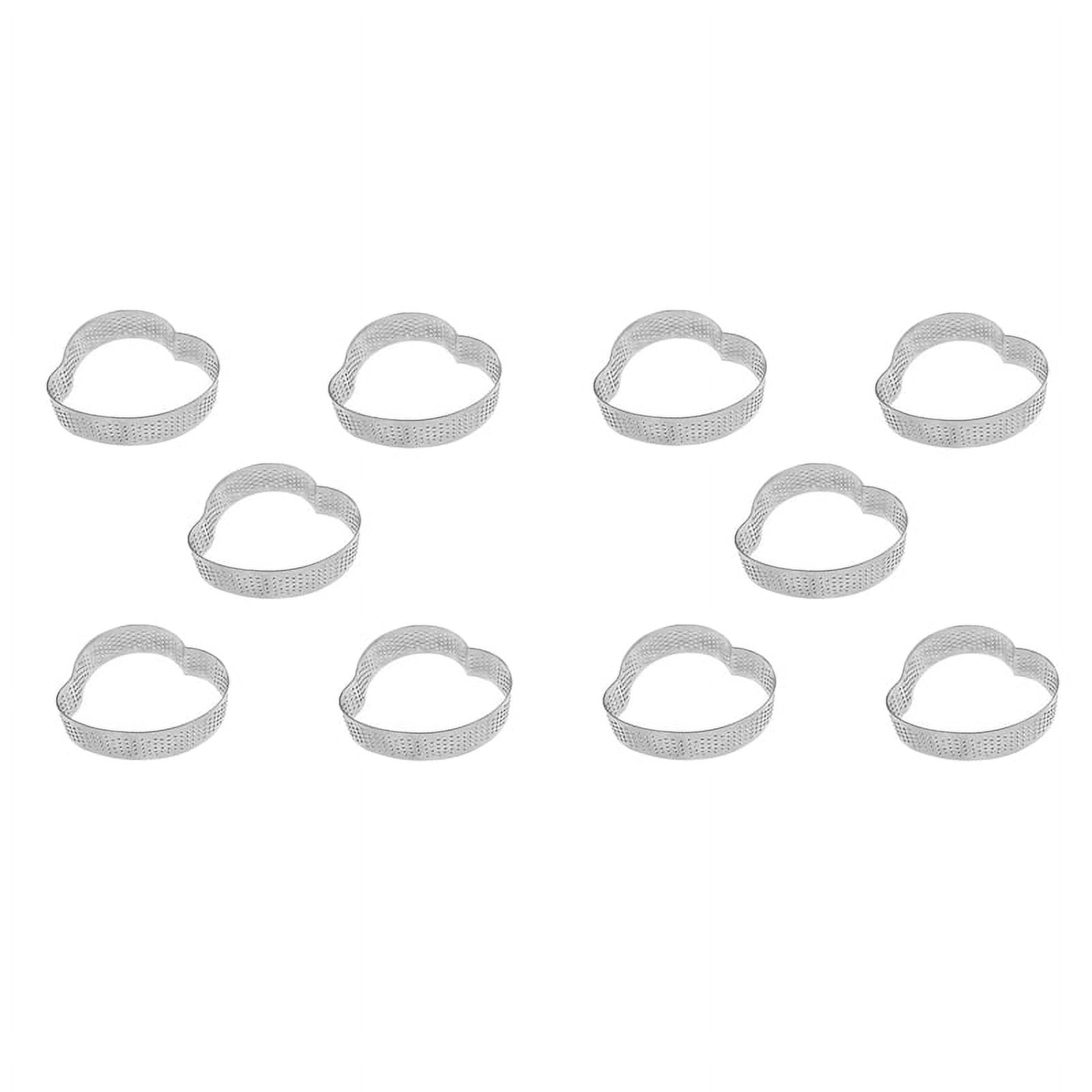 10 Pack Heart Tart Ring,Perforated Baking Ring,Pastry Ring,Stainless ...