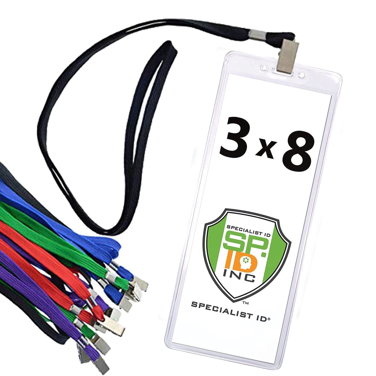 10 Pack - Heavy Duty 3X8 Ticket Badge Holder with Lanyard - Clear ...