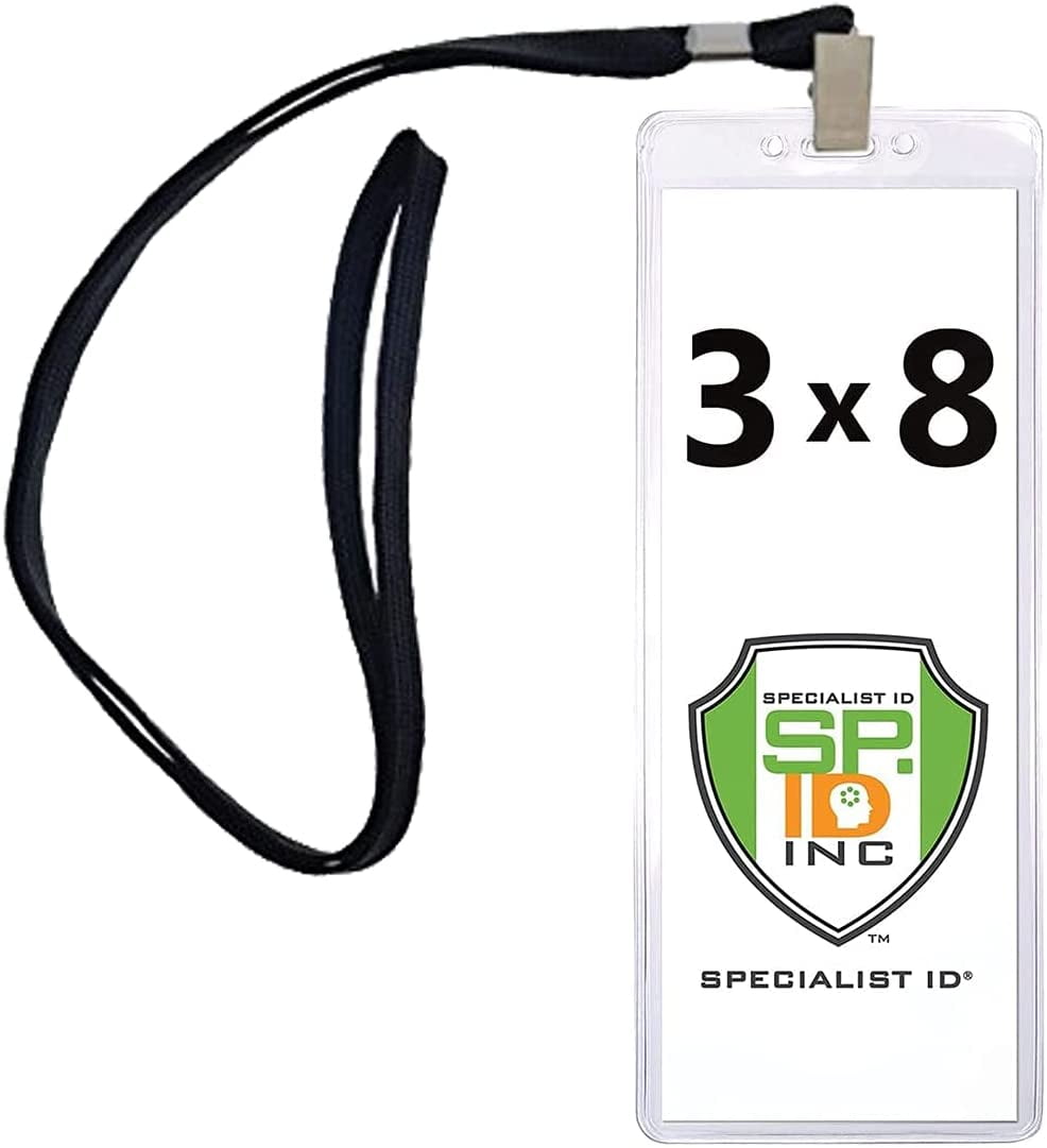 10 Pack - Heavy Duty 3X8 Ticket Badge Holder with Lanyard - Clear ...
