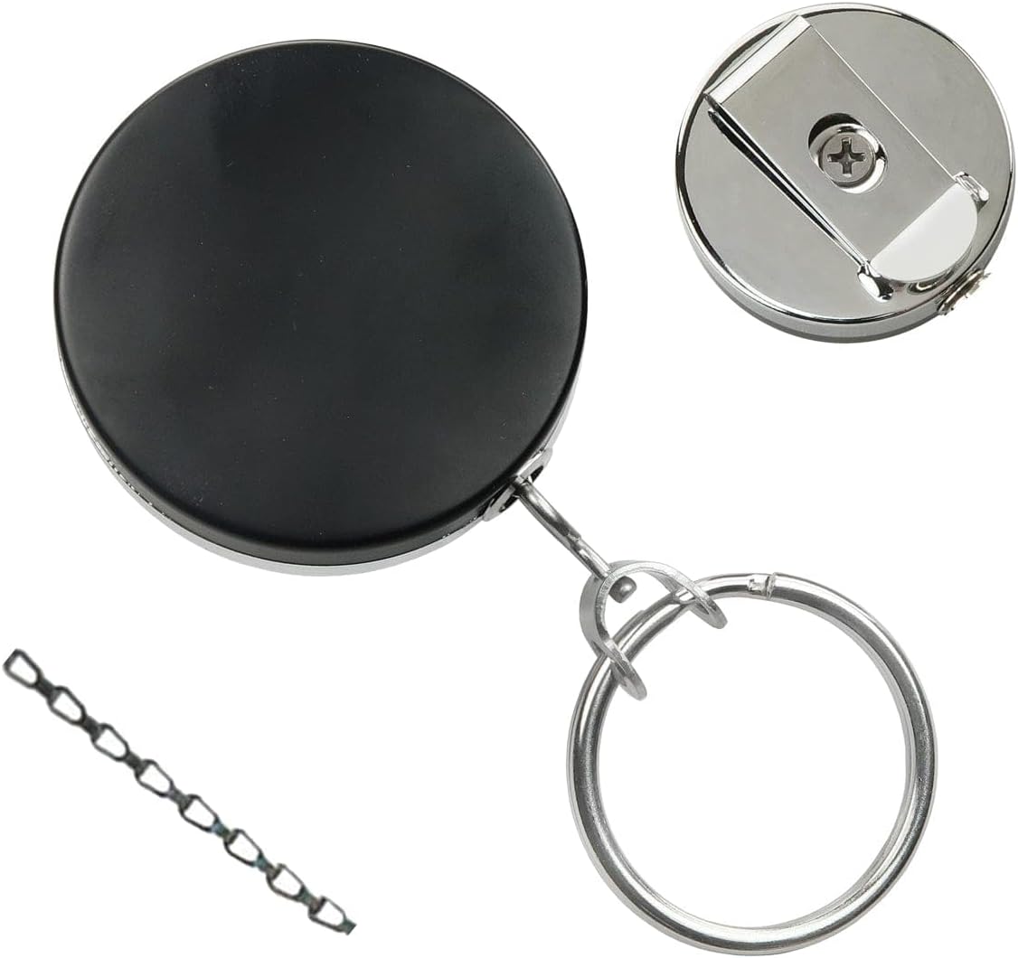 10 Pack - Heavy Duty All Metal Badge Reel with Chain Link Retractor ...