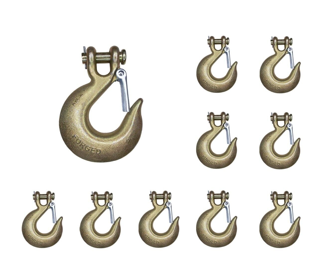 10 Pack Heavy Duty G70 1/2" Clevis Slip Hook w/ Safety Latch Flatbed ...