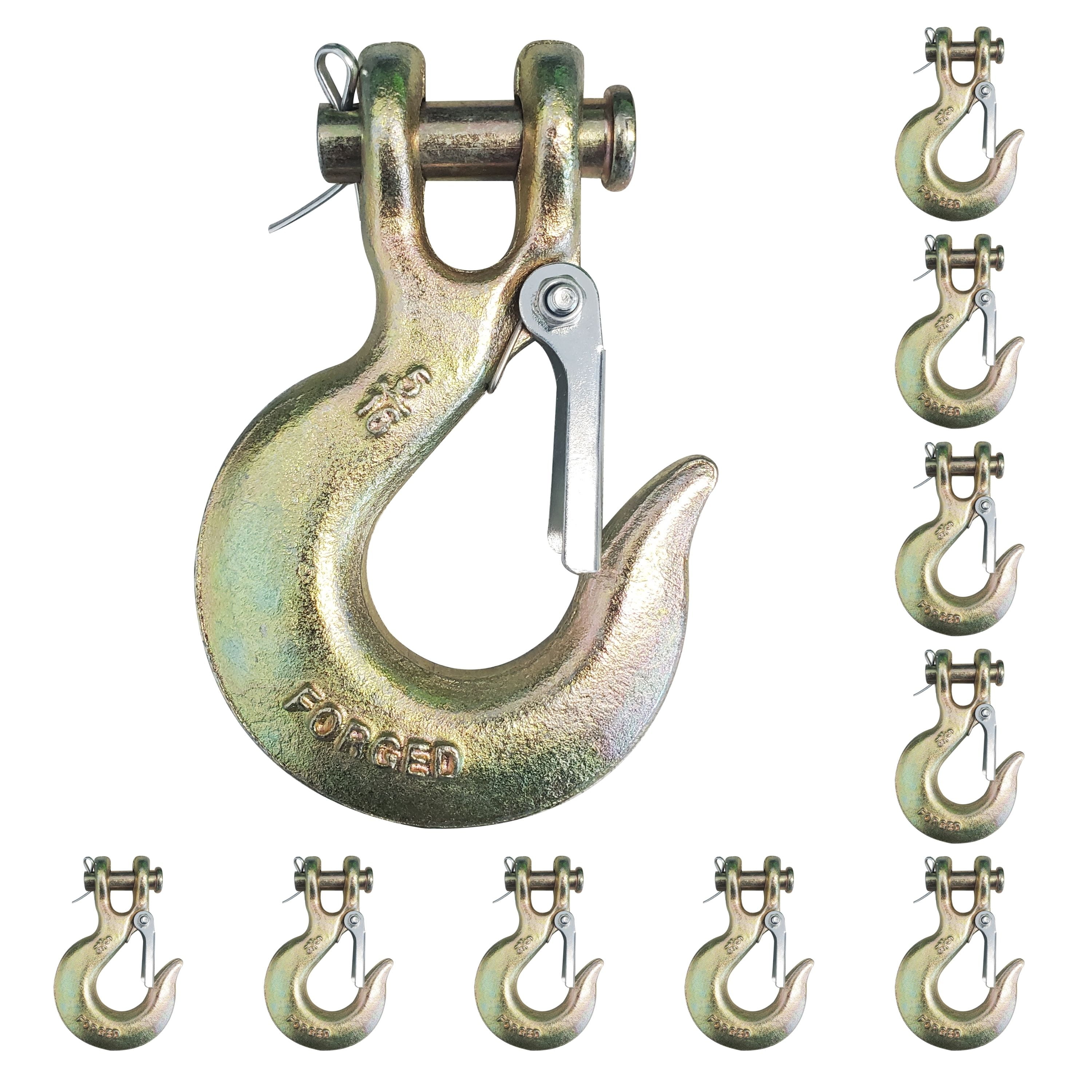 Free Shipping! 10 Pack Heavy Duty G70 5/16" Clevis Slip Hook w/ Safety ...