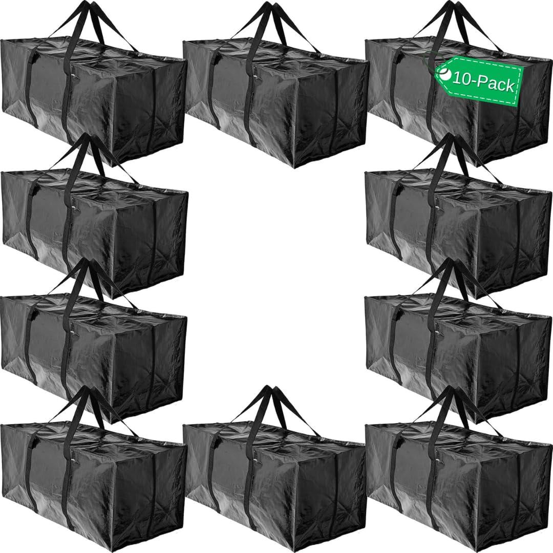 10 Pack Heavy Duty Moving Bags with Zippered Closure, Extra Large ...