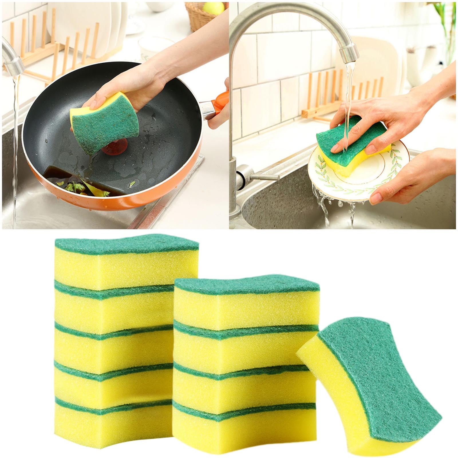 10 Pack Heavy Duty Scrub Sponge for Cookware, Dual-Sided Cleaning Pot ...