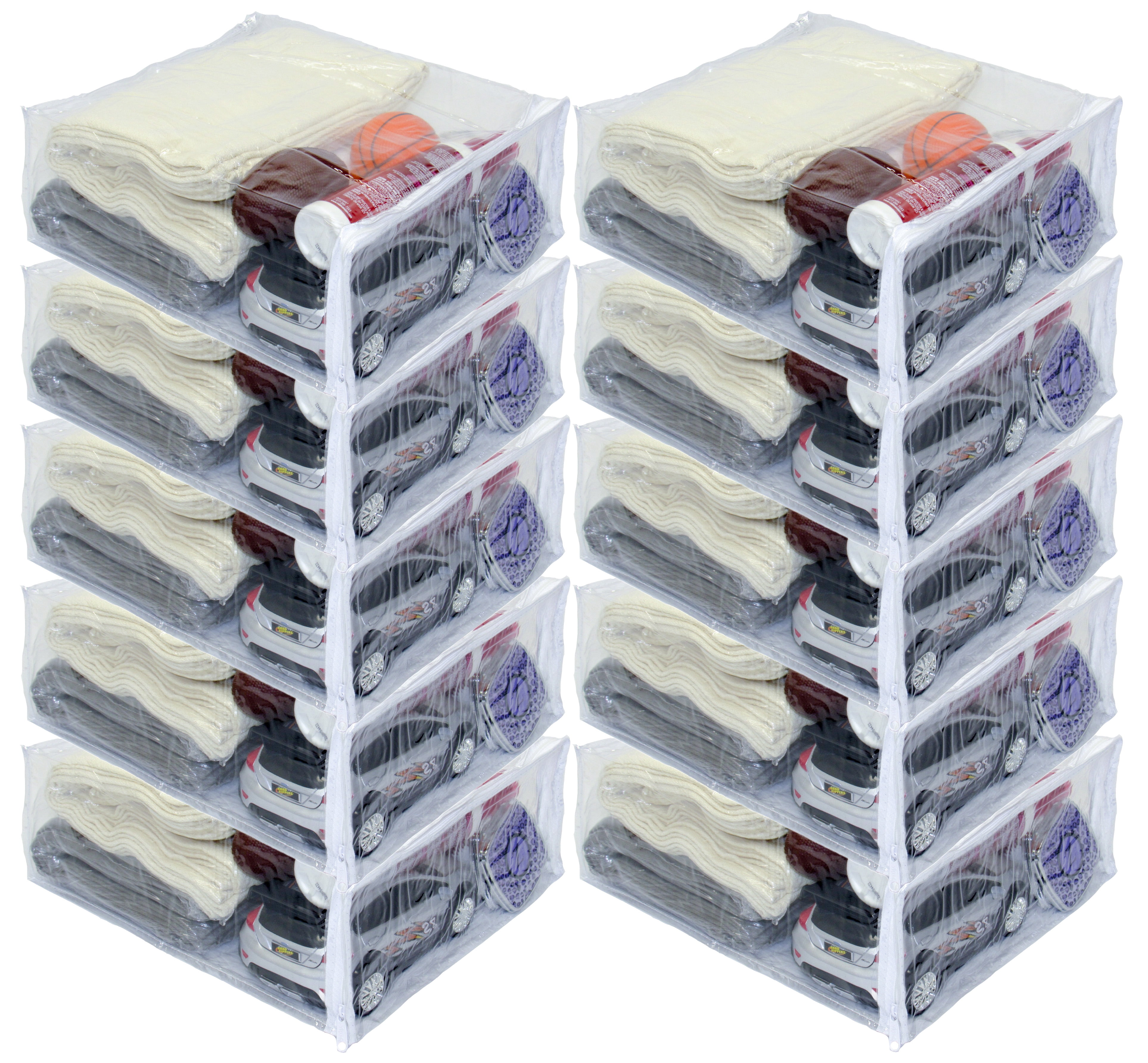 10-Pack Heavy Duty Vinyl Zippered (Clear) Storage Bags (9" x 11" x 4 ...