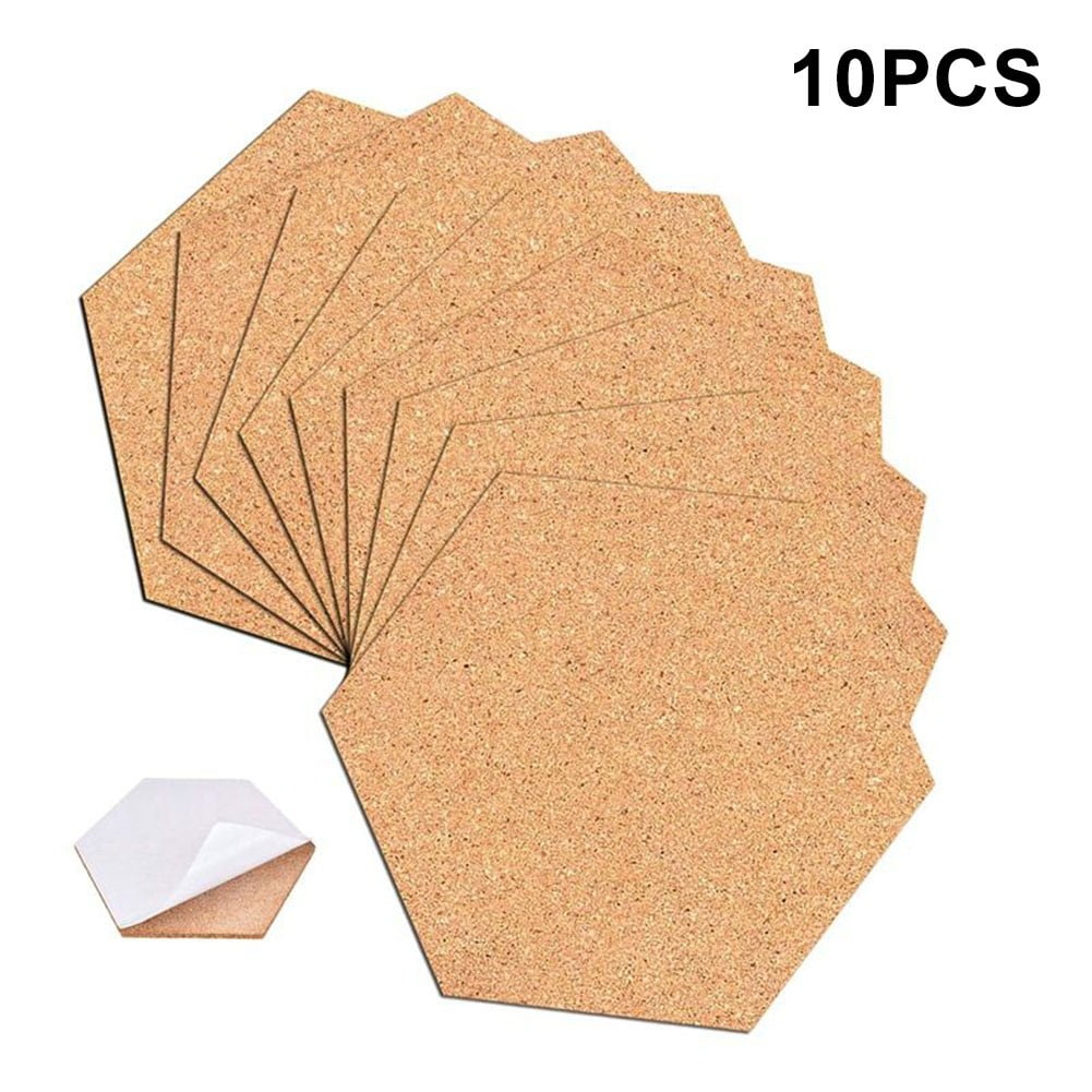 10 Pack Hexagon Cork Coasters 3.94 X 3.35 Inch Natural Wood Cup Mats ...
