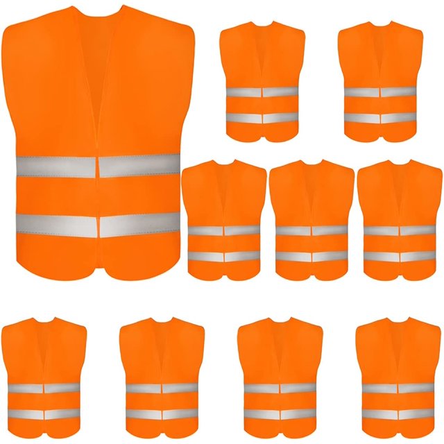 10 Pack High Visibility Safety Vest for Traffic Work. Construction Vest ...