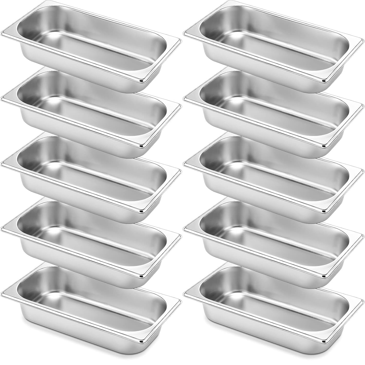 10 Pack Hotel Pans Stainless Steel Steam Table Pan 1/3 Size, 0.8 mm ...