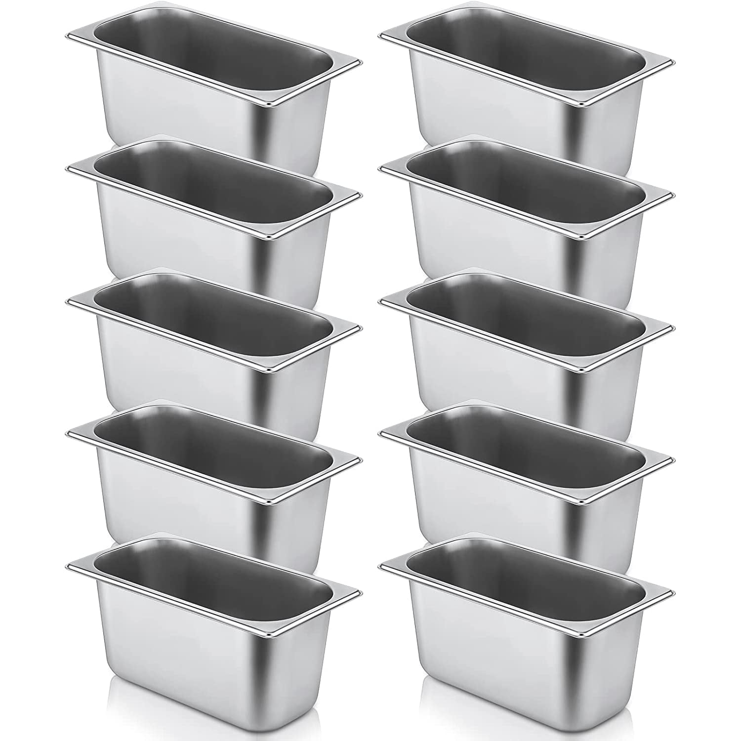10 Pack Hotel Pans Stainless Steel Steam Table Pan 1/3 Size, 0.8 mm Thick Anti Jam Warming Pans ...